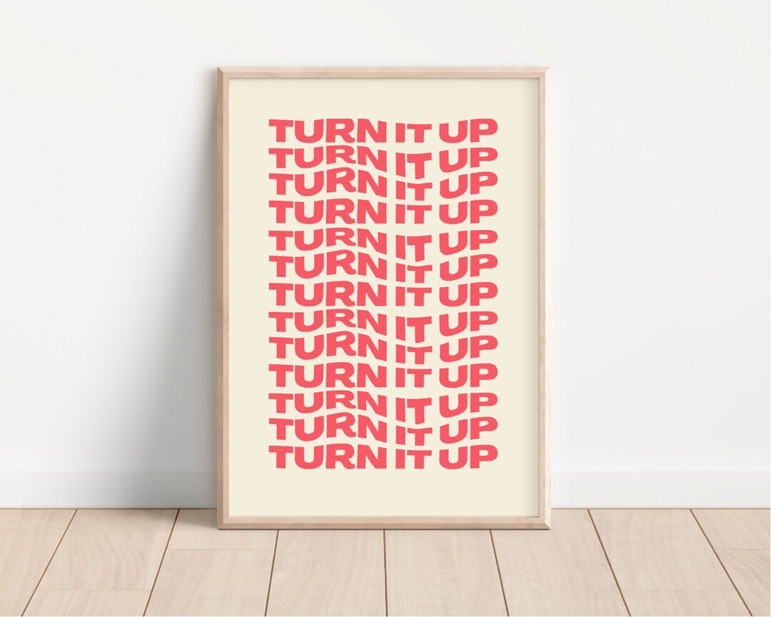 Turn It up Simple Typography Poster, Printable Gifts for Music Lovers ...