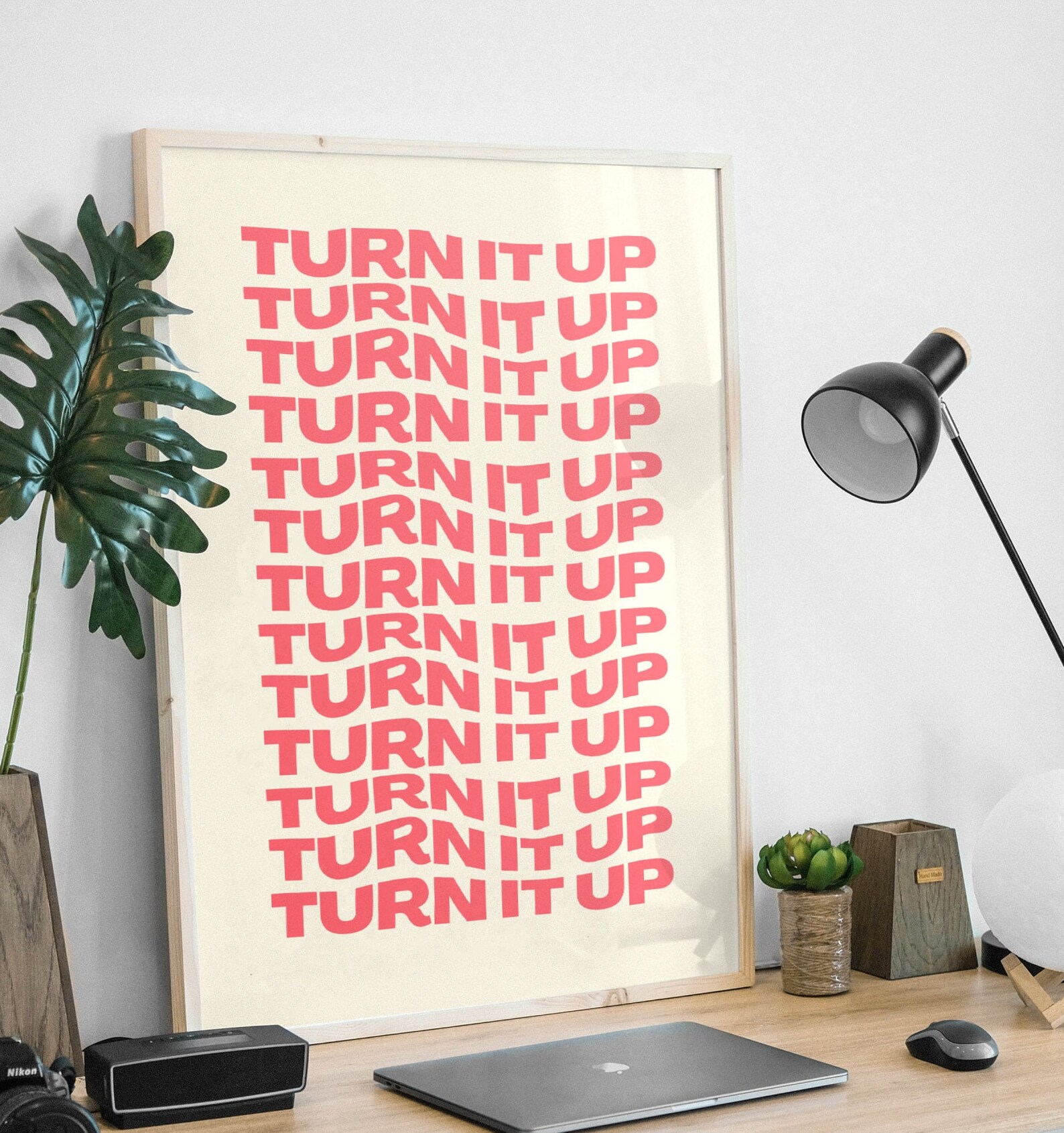 Turn It up Simple Typography Poster, Printable Gifts for Music Lovers ...