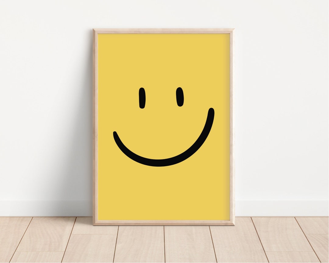 Smiley Face Poster, 90s Wall Poster, Vintage Colourful Decor, Yellow ...