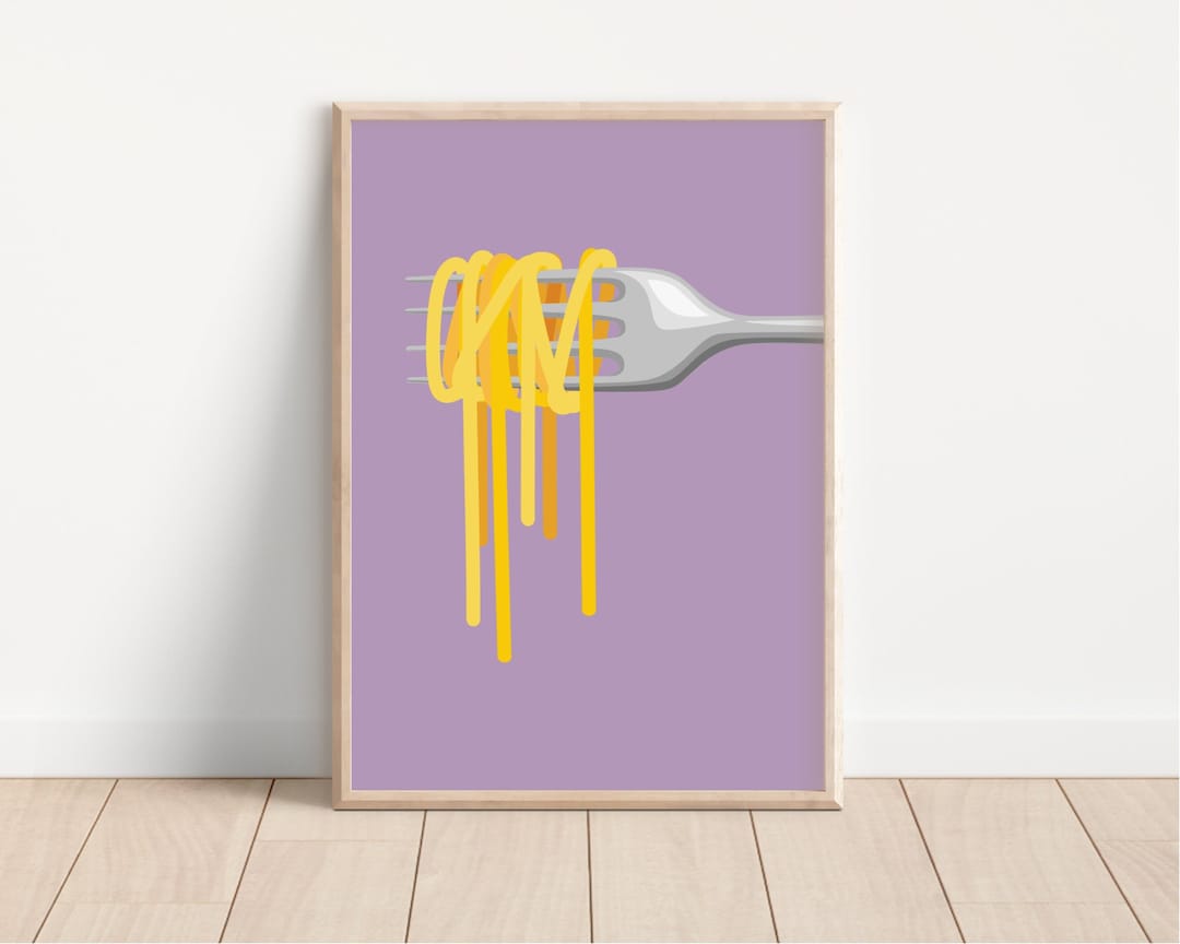 Spaghetti Pasta Print, Preppy Room Decor Printable Poster, Simple ...