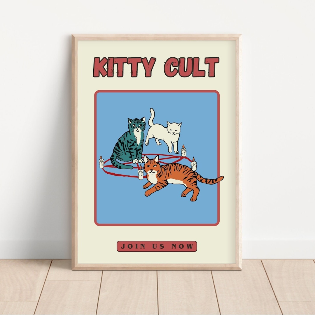 Occult Art Cat Cult Poster, Funny Classic Kids Book Cover, Banned Books ...