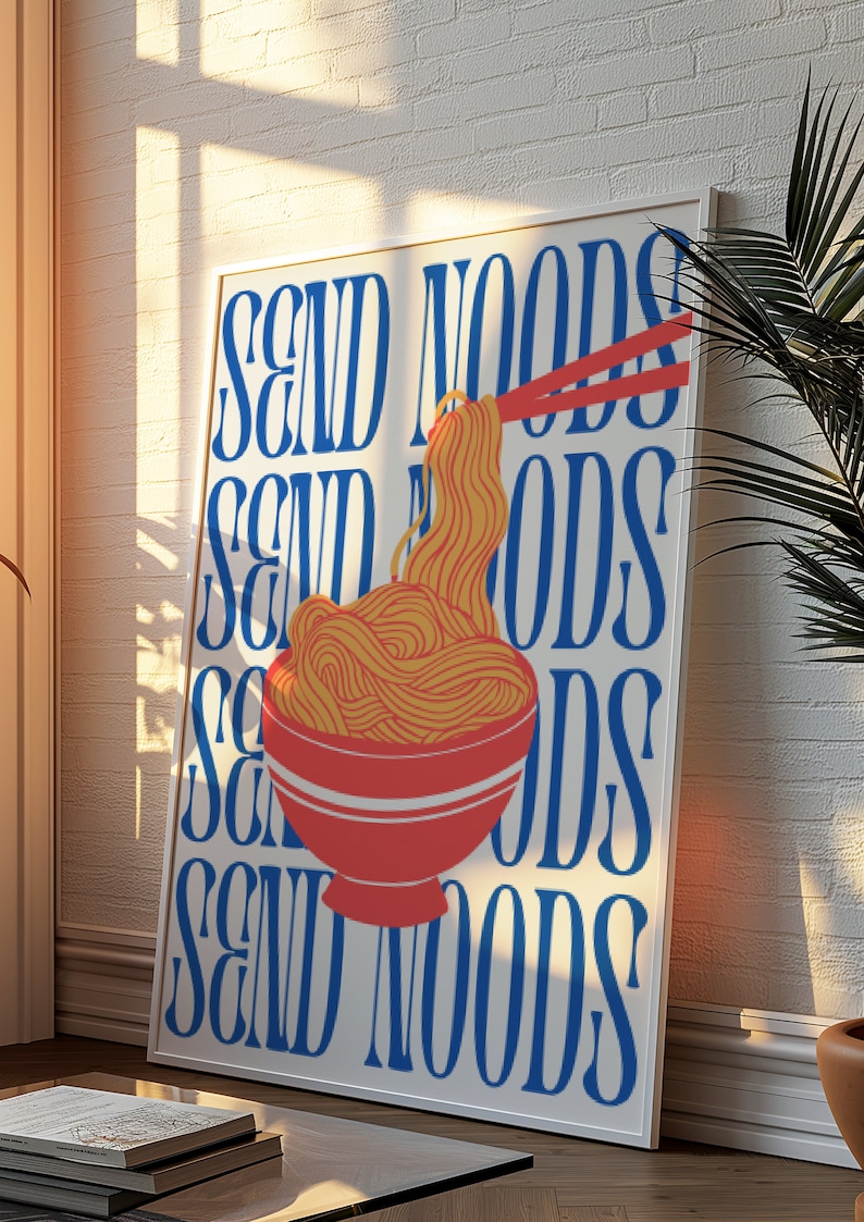 Send Noods Print, Funny Asian Food Art, Noodles Print, Japanese Poster ...