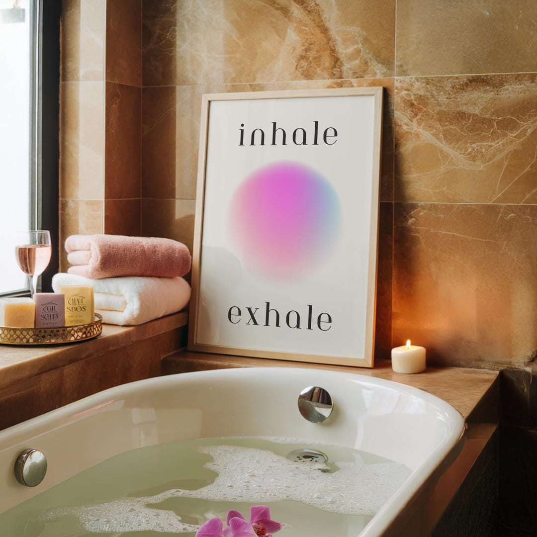 Inhale Exhale Print, Calming Wall Art for Anxiety Relief, Breathe ...