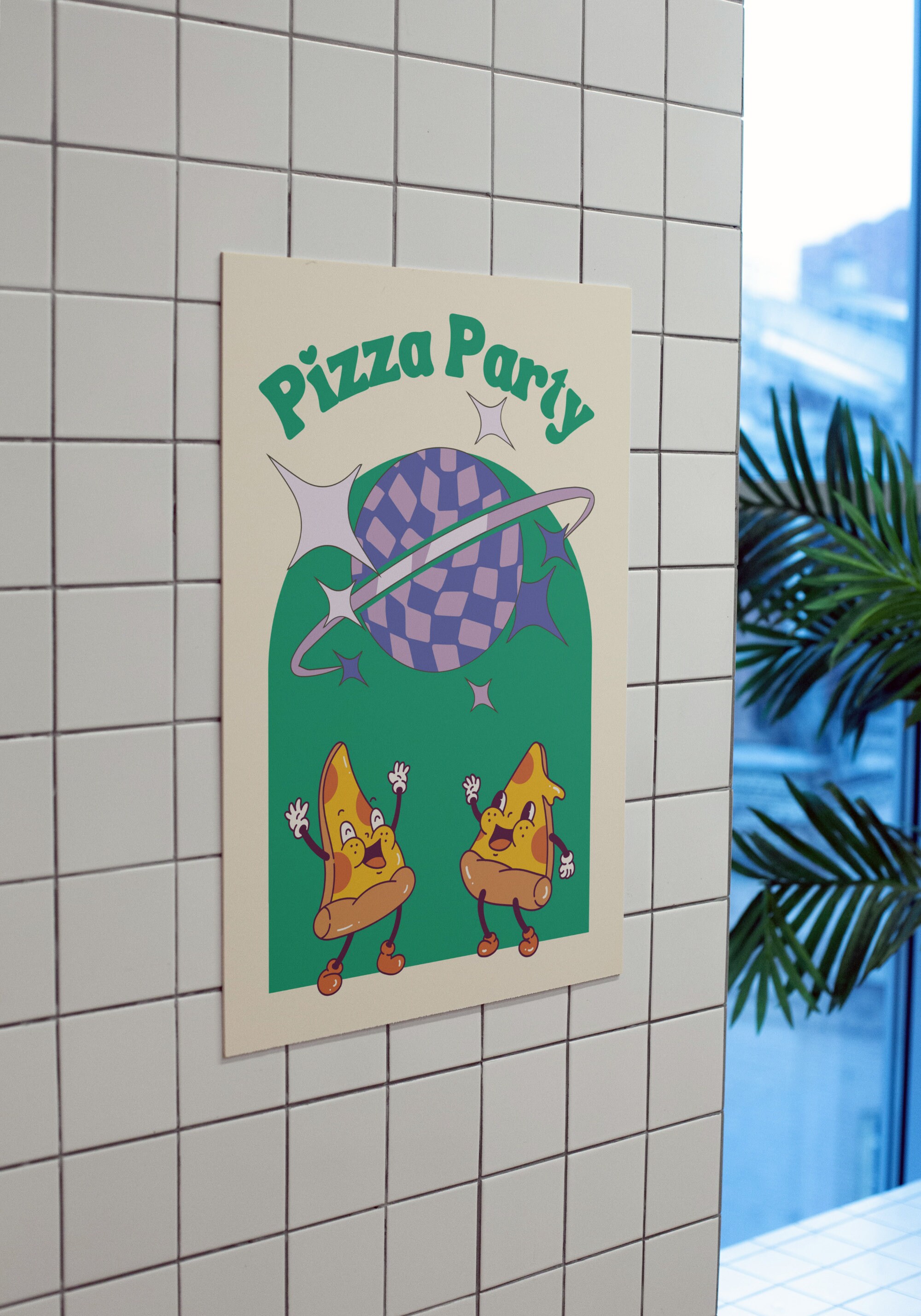 Cartoon Pizza Print Printable Pizza Party Wall Art Download - Etsy ...