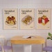 Cute Retro Breakfast Set of 3 Prints, Bed and Breakfast Kitchen Decor ...