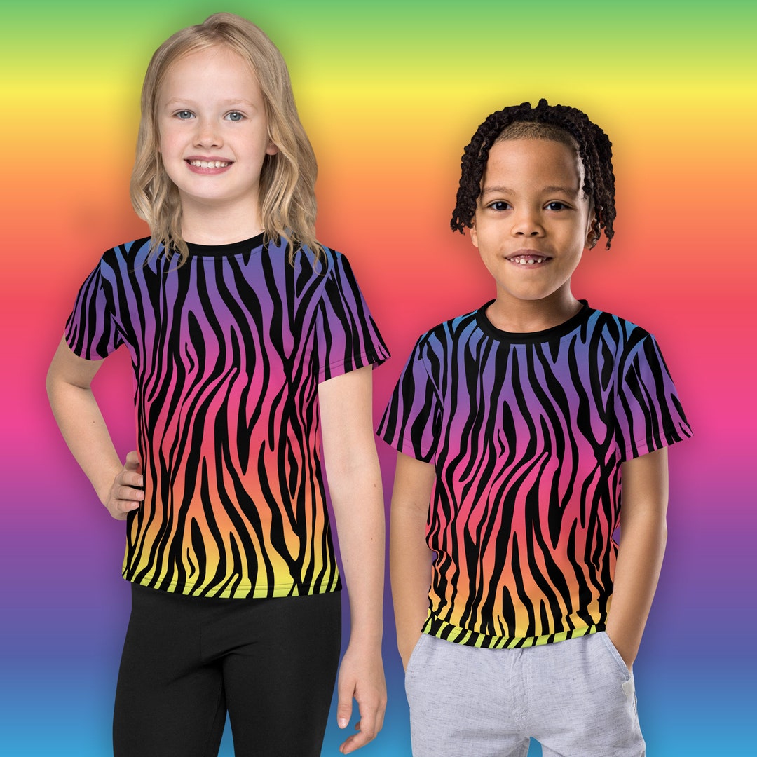 Rainbow Zebra T-shirt - Kids Crew Neck T-shirt - Child Unisex All-over ...
