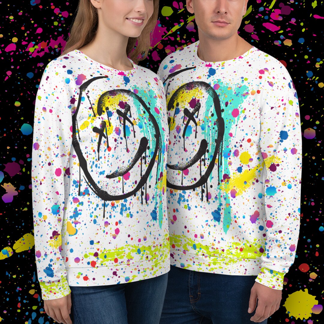 Graffiti Sweater Unisex Recycled Sweatshirt With All-over Paint ...