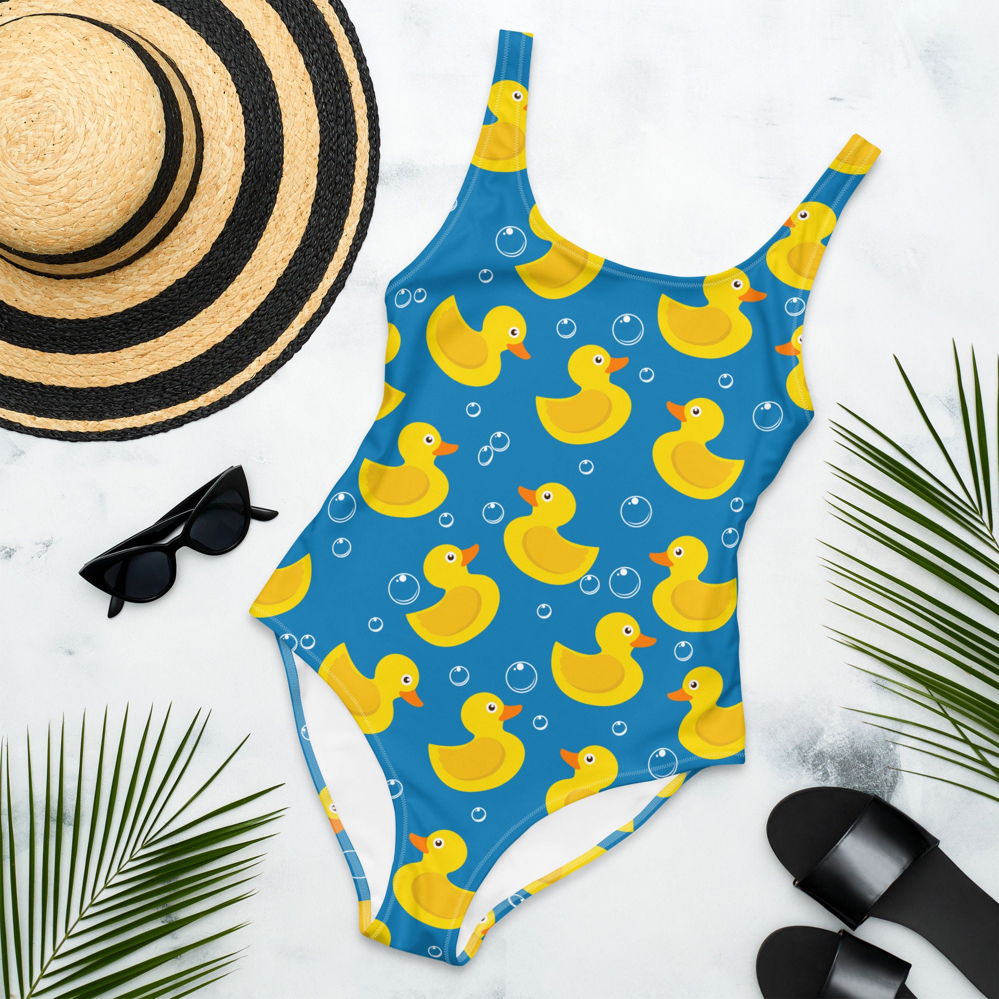 Rubber Duckies Swimsuit One-piece Bathing Suit With All-over Yellow ...