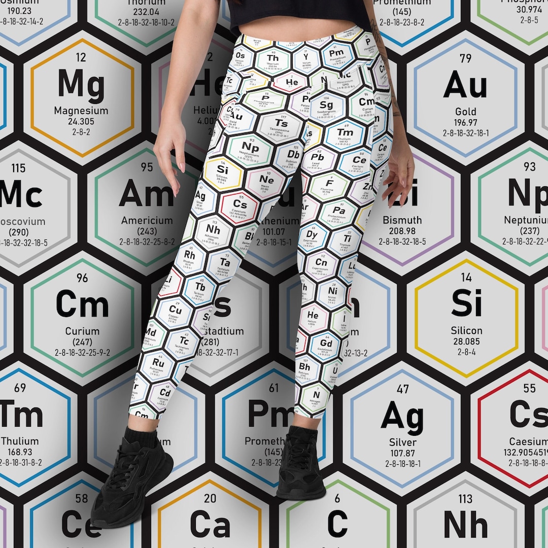Periodic Table Recycled Leggings With Pockets Chemical Element Chart ...