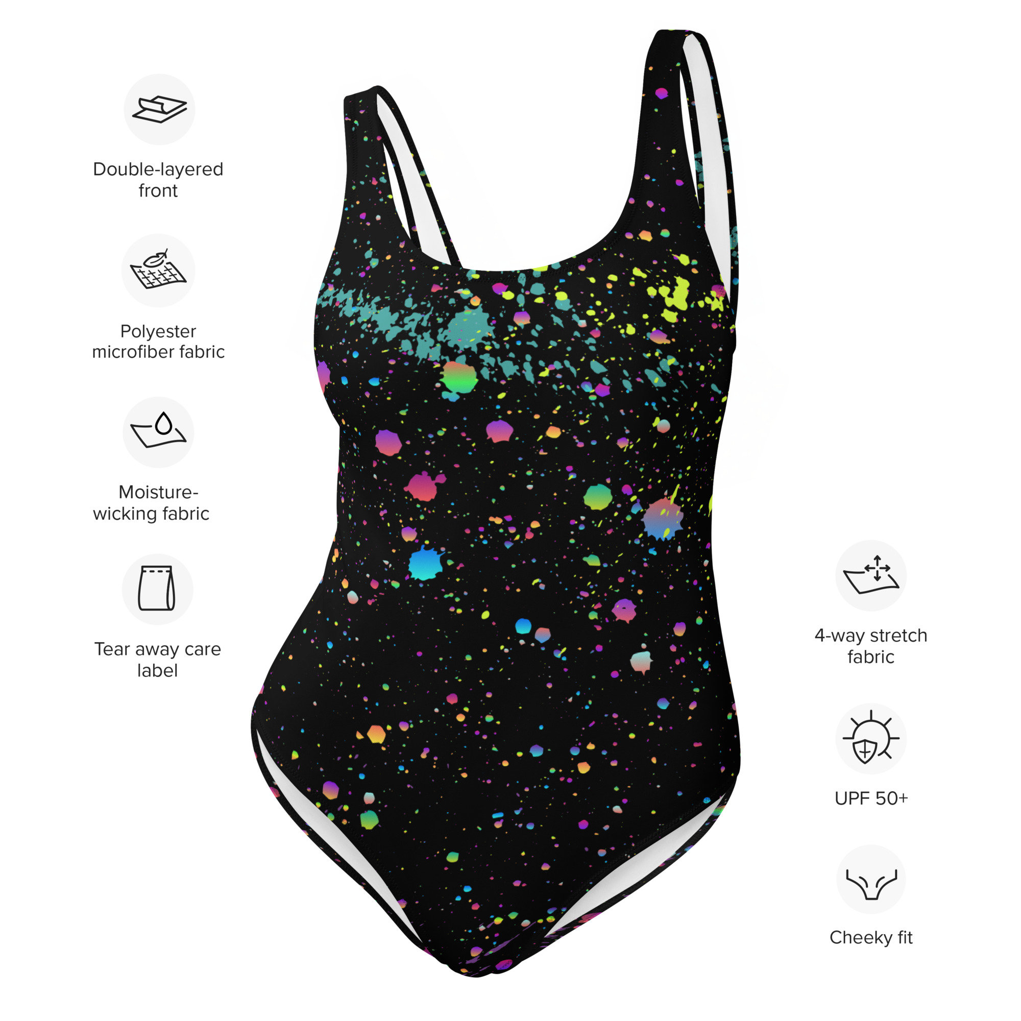 Paint Splatter Swimsuit - One-piece Bathing Suit With All-over Drip ...