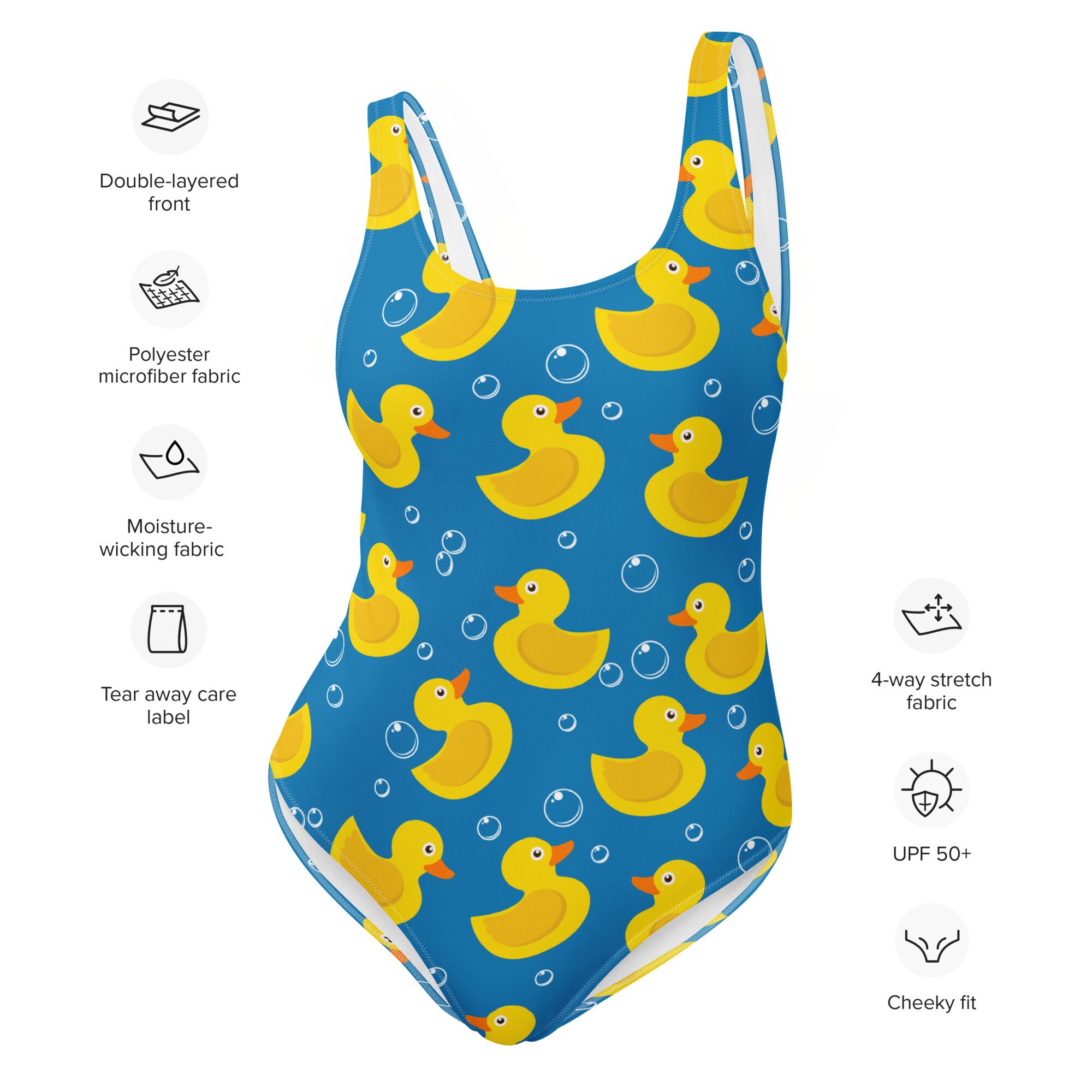 Rubber Duckies Swimsuit One-piece Bathing Suit With All-over Yellow ...