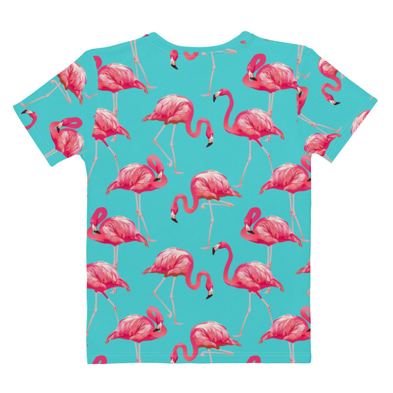 Flamingo Shirt Women's Crew Neck Tee With All-over Tropical Pink ...