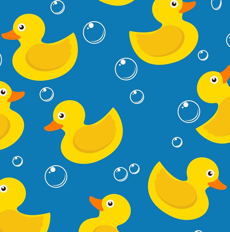 Rubber Duckies Girls Swimsuit One-piece Kids Blue Bathing Suit With All ...