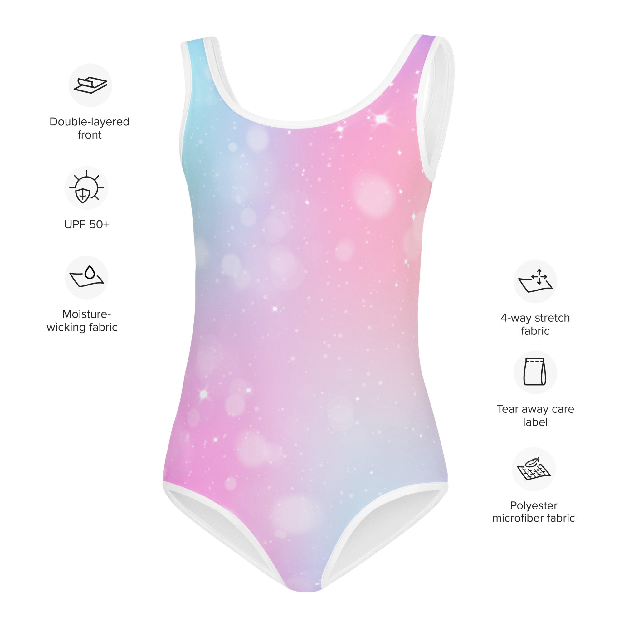 Unicorn Sparkle Girls Swimsuit One-piece Kids Bathing Suit With All ...