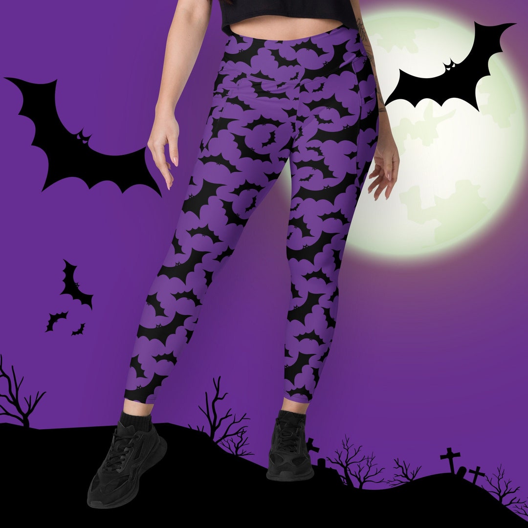 Bat Recycled Leggings With Pockets All-over Bats Pattern Print Leggings Sizes 2XS 6XL - Etsy