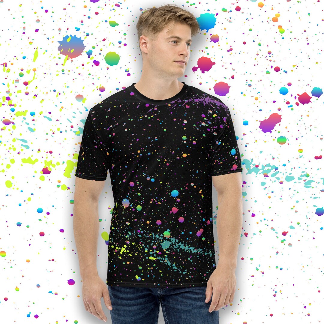Paint Splatter Shirt Men's Crew Neck Tee With All-over - Etsy