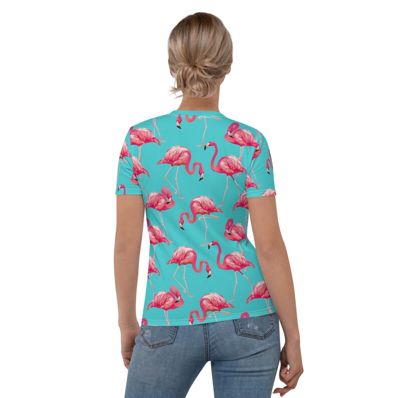 Flamingo Shirt - Women's Crew Neck Tee With All-over Tropical Pink ...