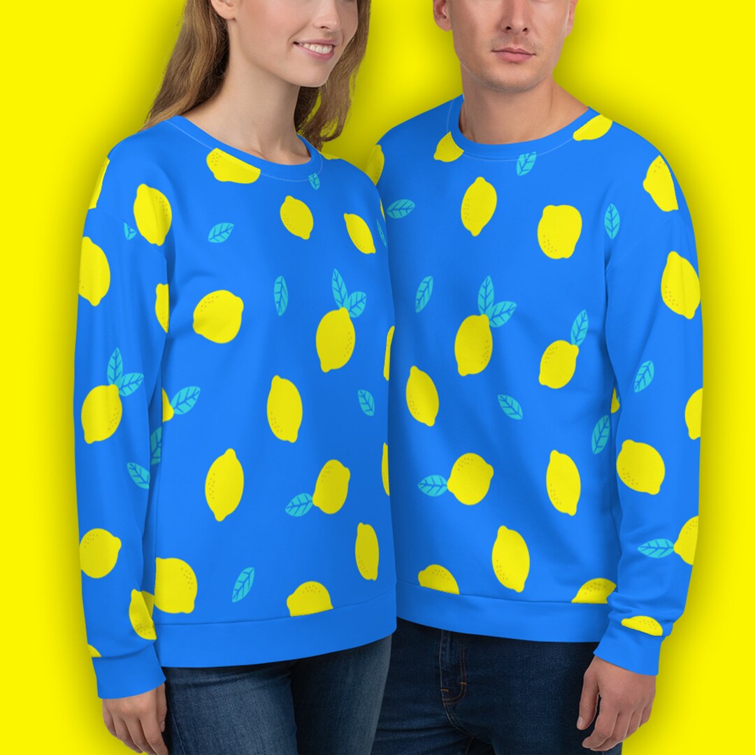 Lemony Fresh Sweater - Unisex Recycled Sweatshirt With All-over Lemons ...