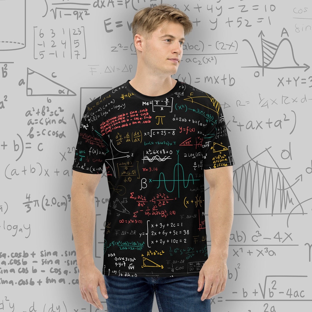 Math Shirt - Men's Crew Neck Tee With All-over Mathematical Equations ...