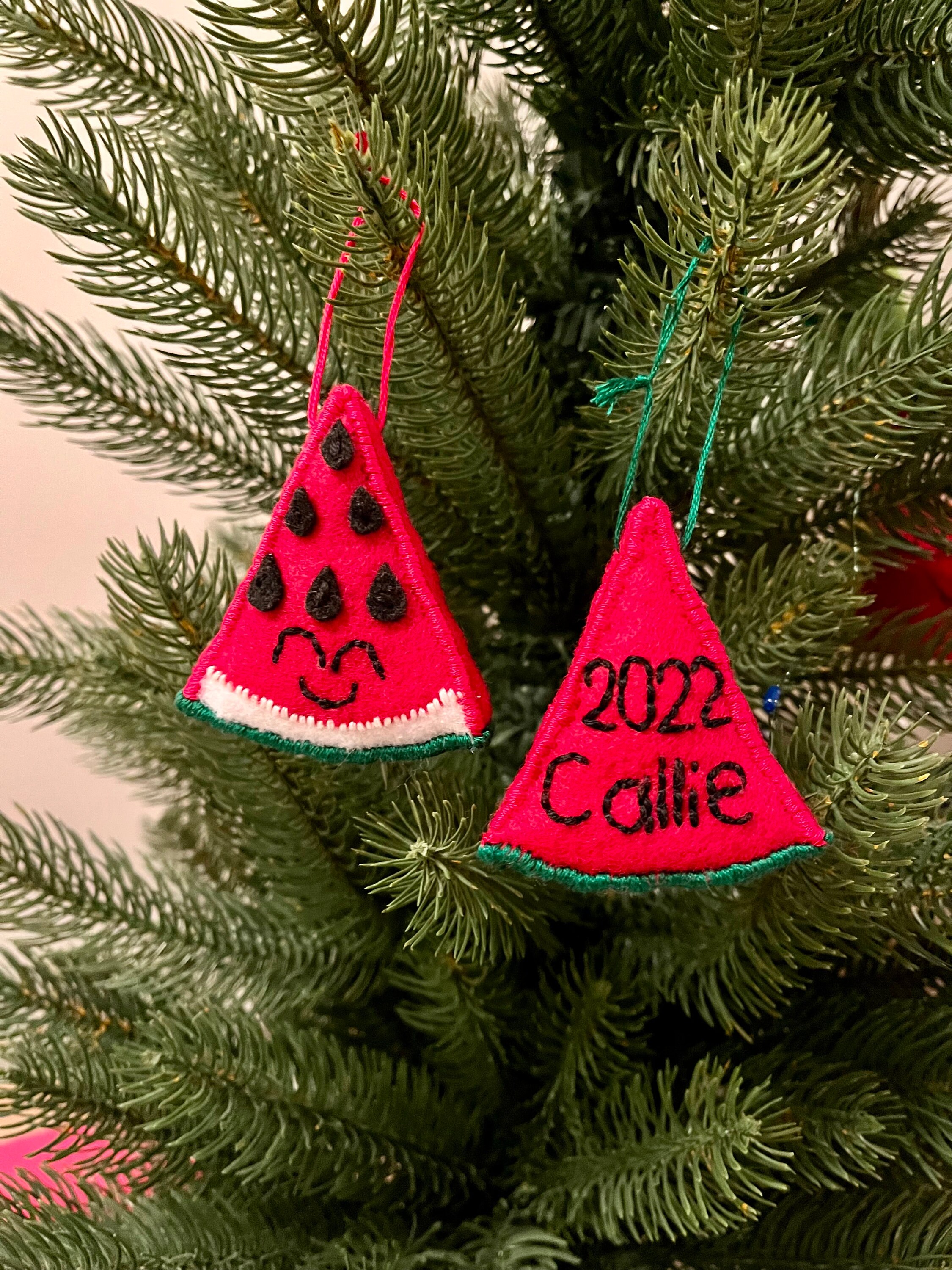Watermelon Slice Ornament or Montessori Toy With Cute Face | Makes a ...
