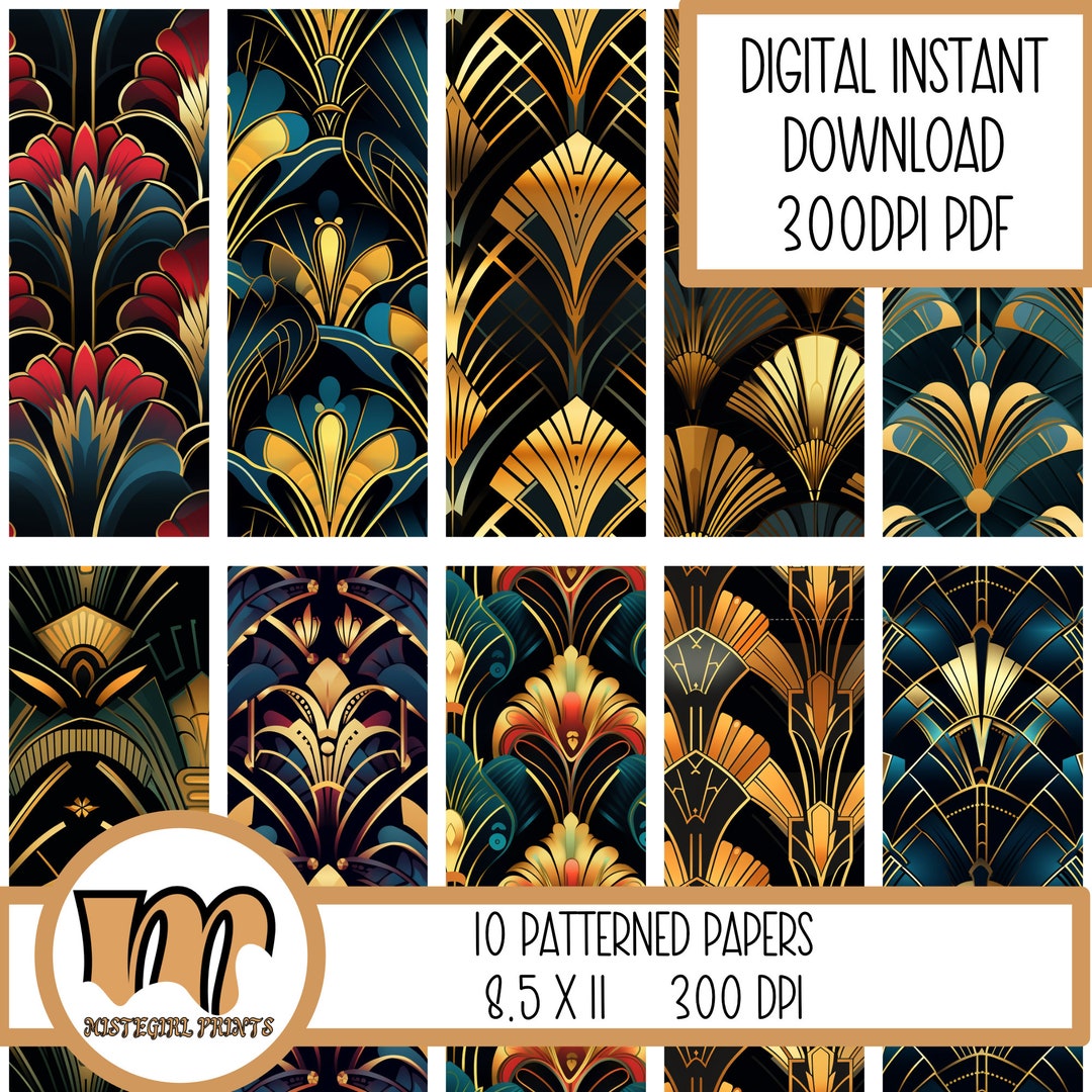 Art Deco Inspired Pattern Papers, Digital Paper, Art Deco Pattern ...