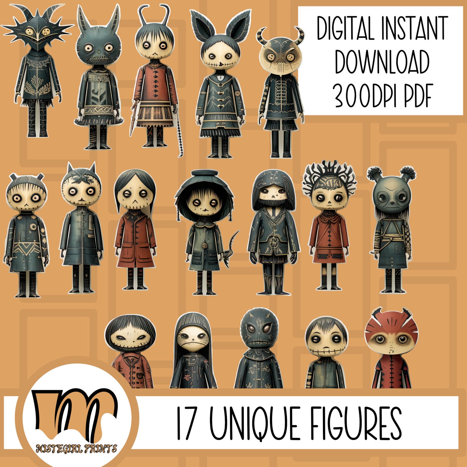 Creepy Kids Dolls Fussy Cuts, Junk Journal,fussy Cuts, Printable, Paper ...