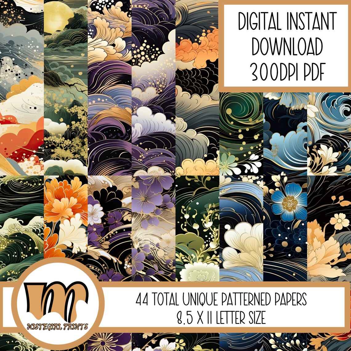 Japanese Inspired Pattern Papers, Digital Paper, Japanese Pattern ...