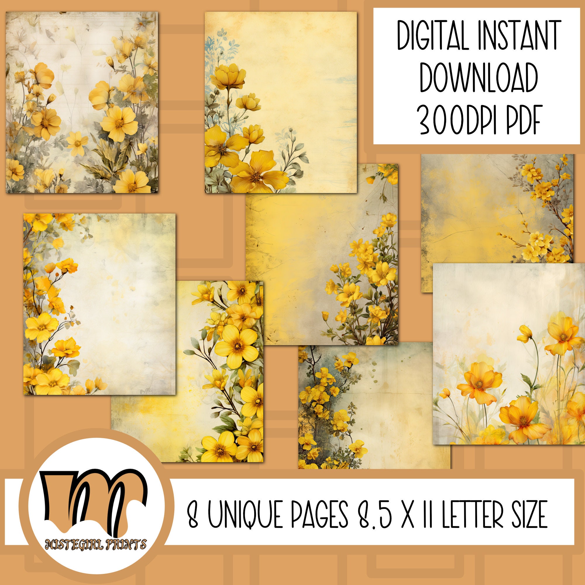 Sunflower Journal Pages Junk Journal Kit Papers Ephemera - Etsy
