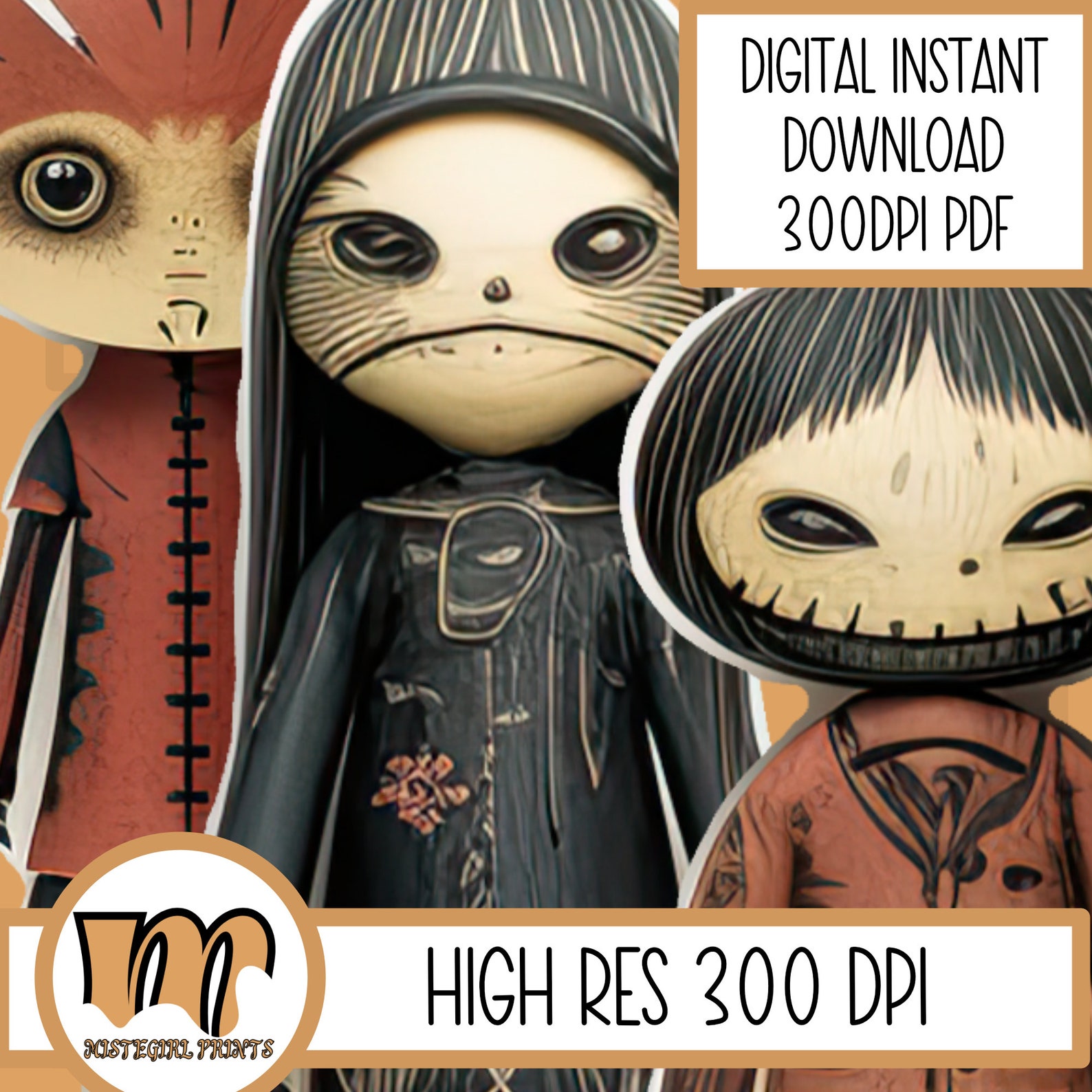 Creepy Kids Dolls Fussy Cuts, Junk Journal,fussy Cuts, Printable, Paper ...