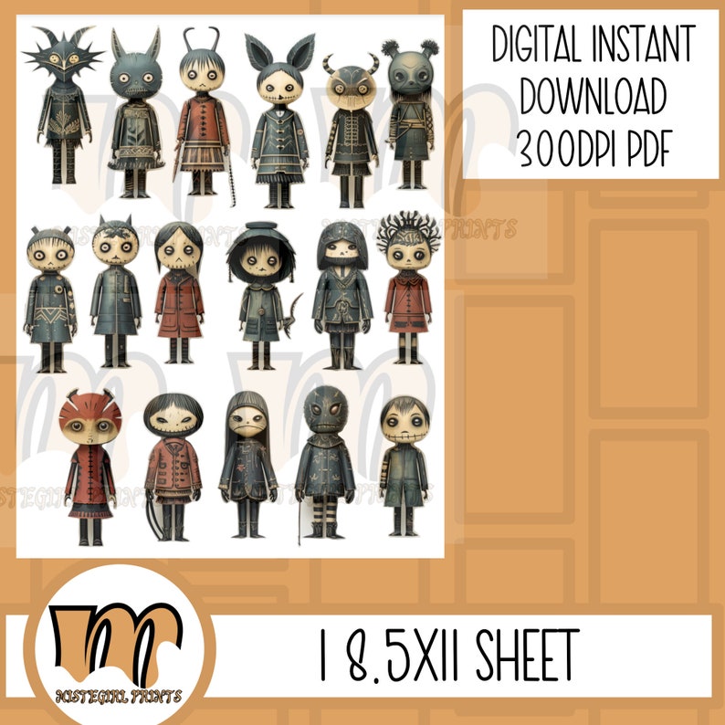 Creepy Kids Dolls Fussy Cuts, Junk Journal,fussy Cuts, Printable, Paper ...