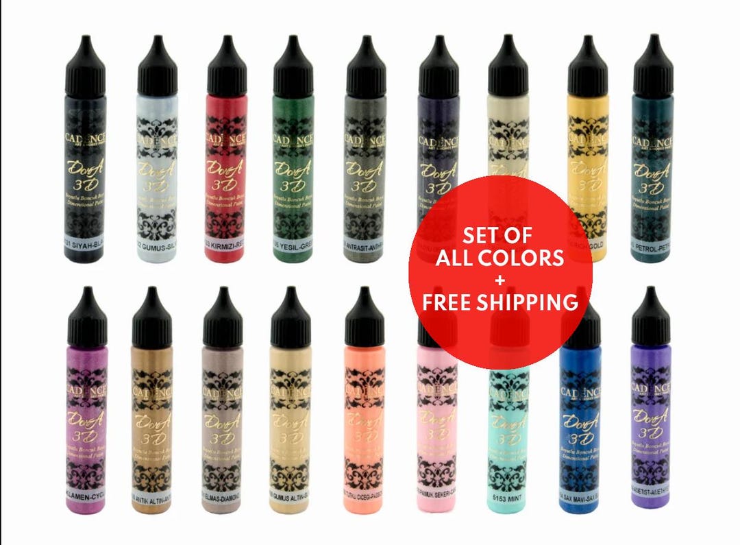 Cadence 3D Dotting Paint, Set of 24 Colors, Dimensional Glitter Paint ...