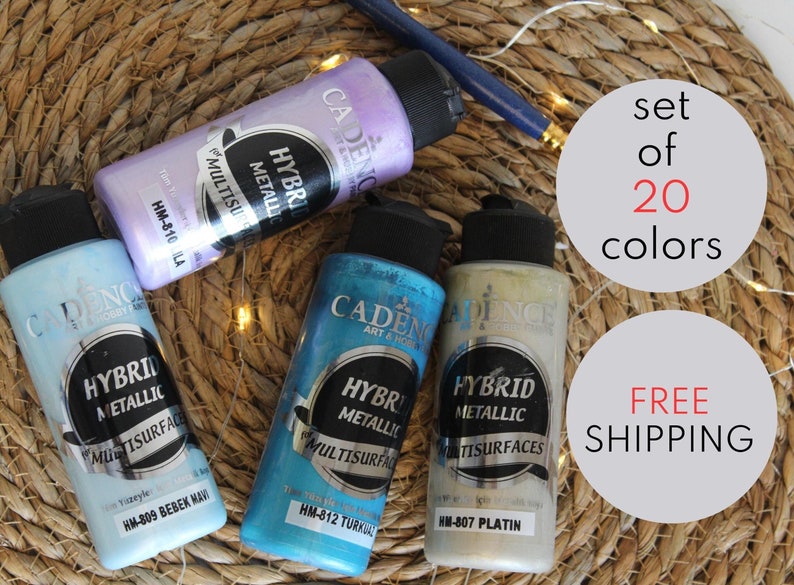 SET 20 Colors Cadence Hybrid Metallic Paint, 120 Ml Multisurface ...