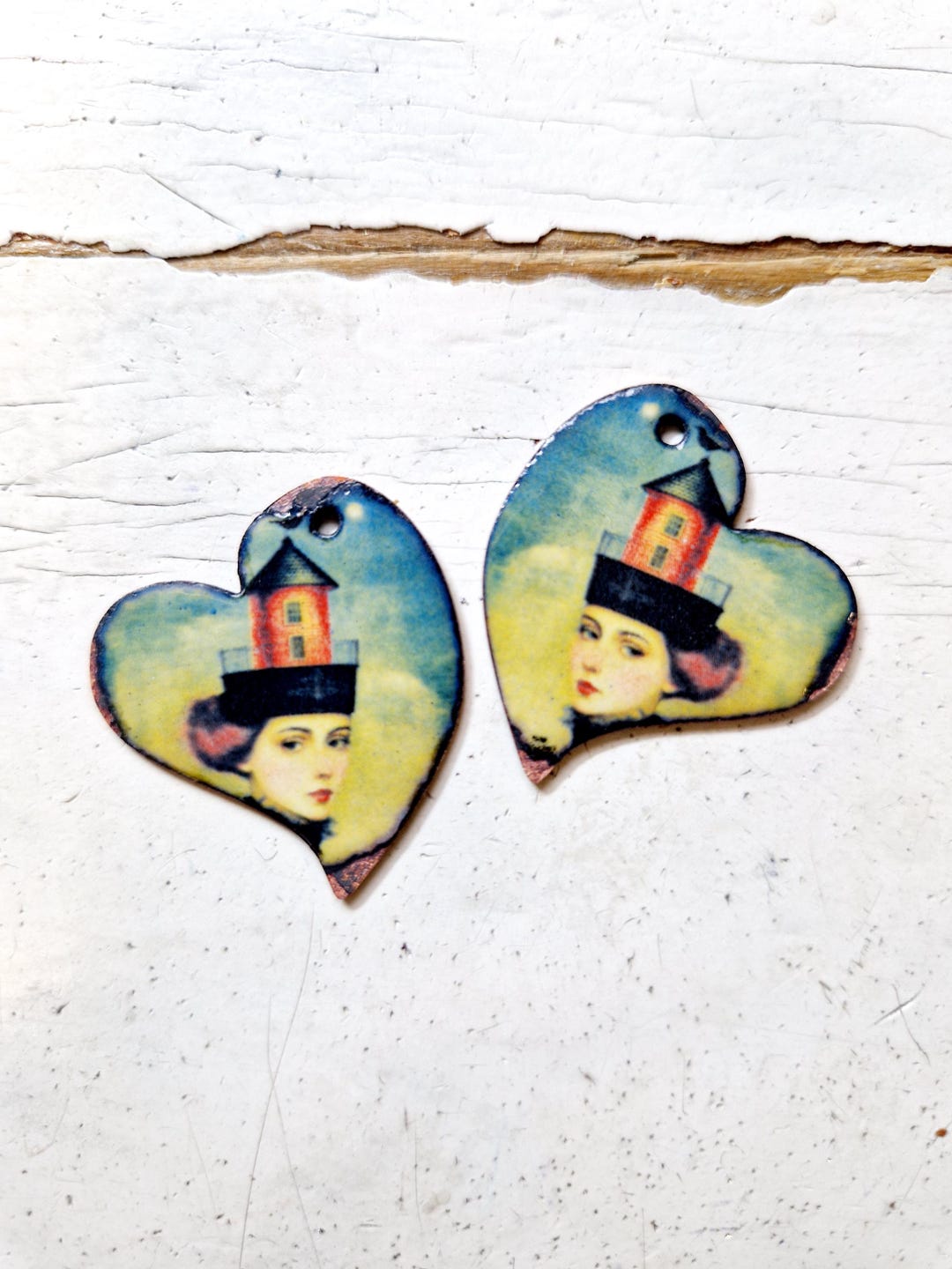 Artisan Rustic Enamel on Copper Hart Shaped Charms. Coastal Curiosity ...