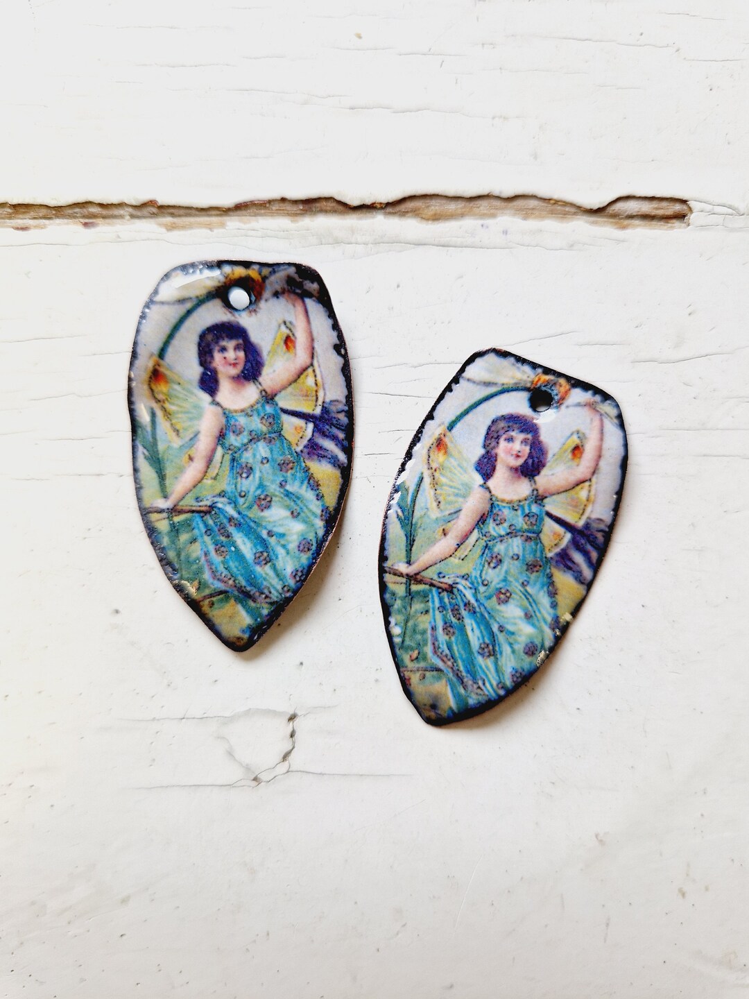 Artisan Rustic Enamel on Copper Charms. Vintage Fairy Charms. Rustic ...