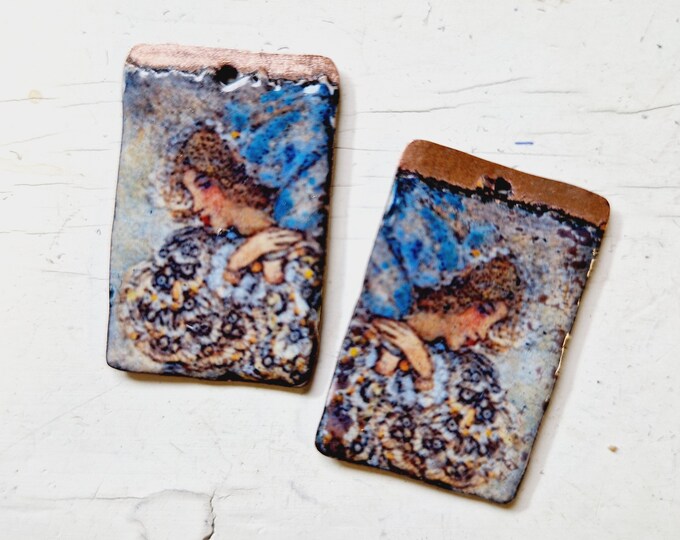 Handmade Enamel on Copper Set of 2 Charms. Annie French. Jewelry ...