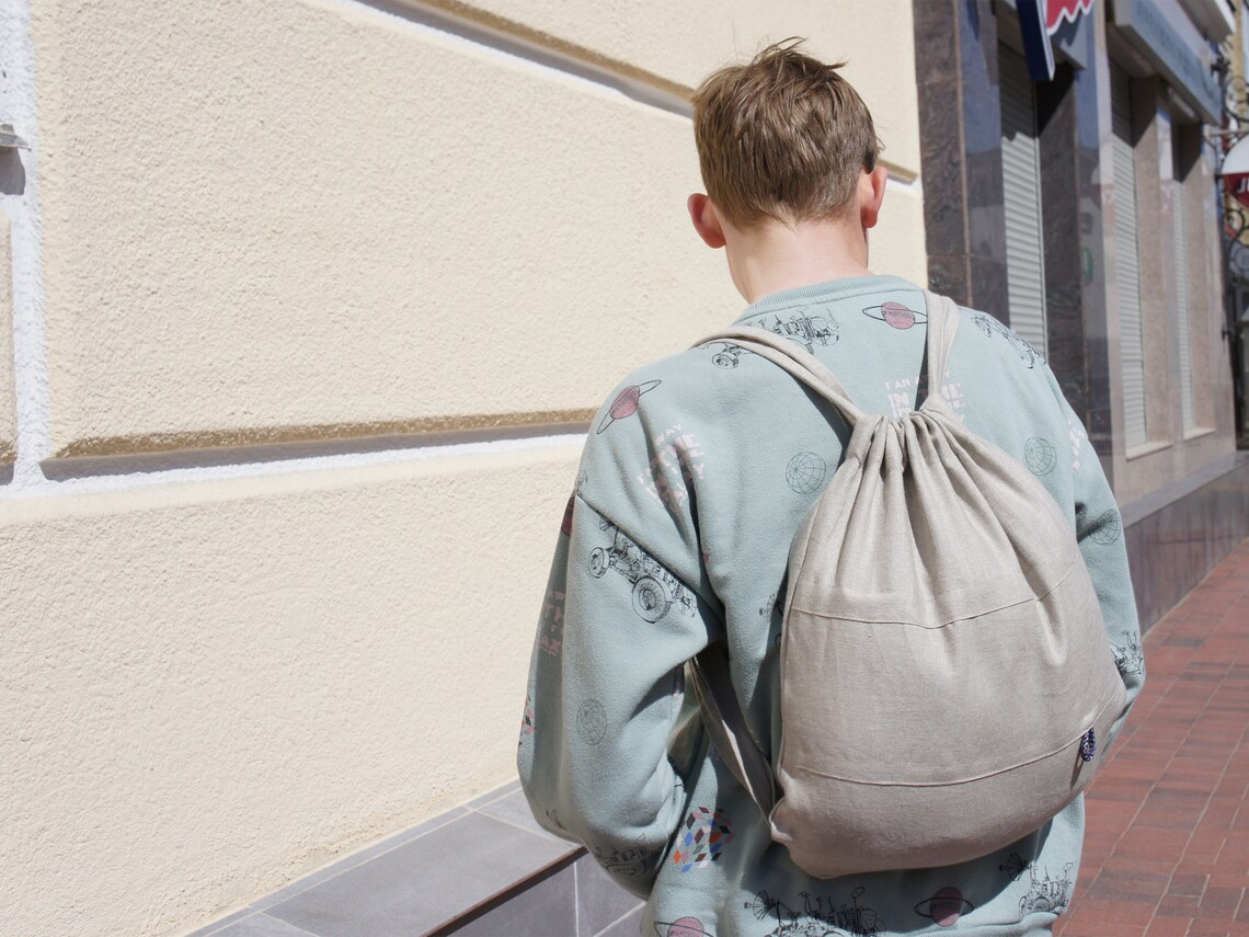 Linen Backpack. Linen Backpack for the Youth. School Backpack. - Etsy