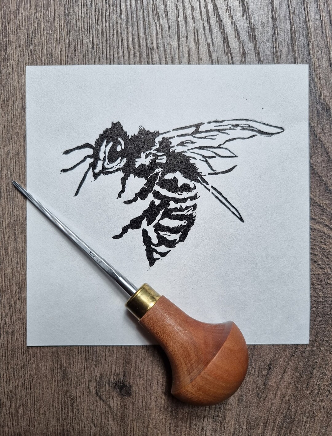 Small Bee Linocut Print Wasp Lino Print out for Spring Nature Lino ...