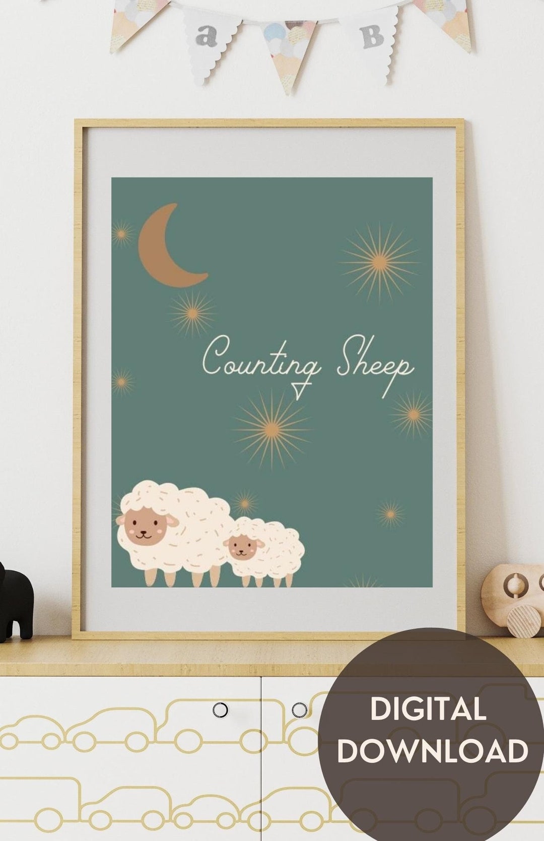 Counting Sheep Print, Printable Wall Art, Farm Animal Decor, Boho ...