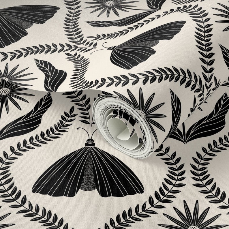 Bugs Beetles Insect Wallpaper Dark Bold Floral Wallpaper Art - Etsy