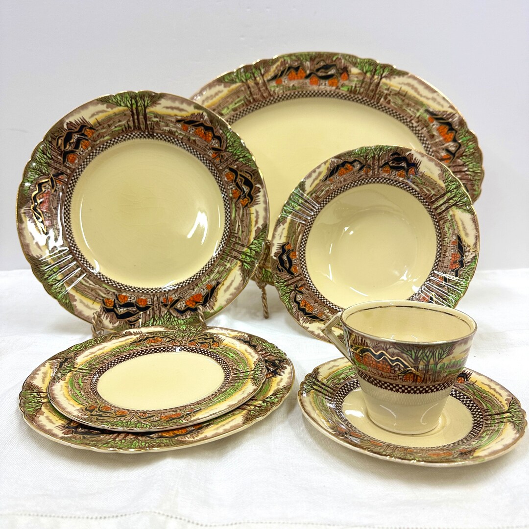 1930's Myott Son & Co 'england's Countryside' Dinnerware Set Bread ...