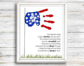 Fourth of July Handprint Craft Footprint Art Independence - Etsy