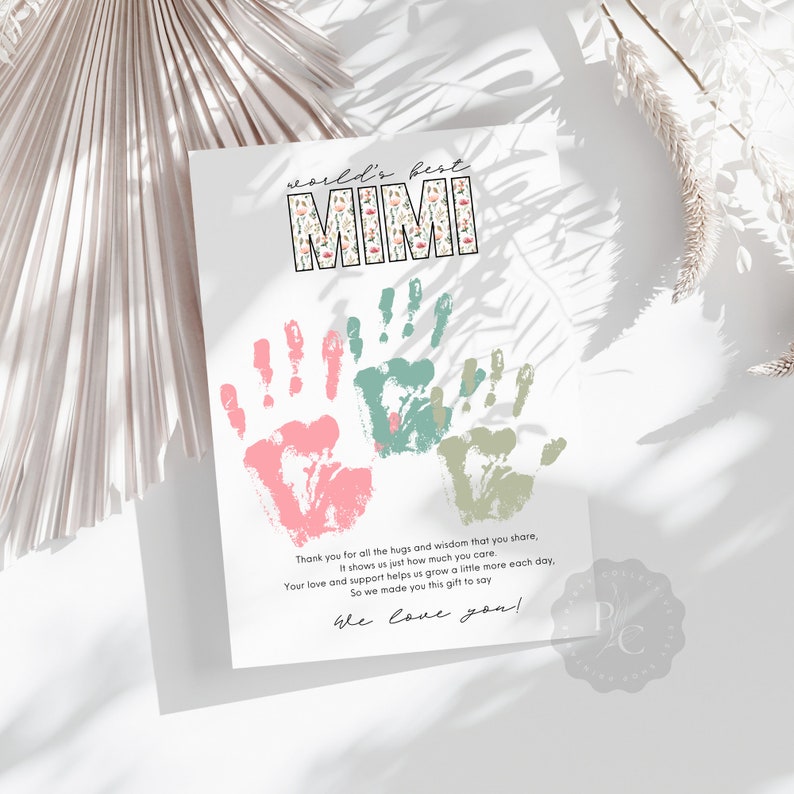 World's Best Mimi Handprint Art Gift | DIY Personalized Keepsake Craft ...