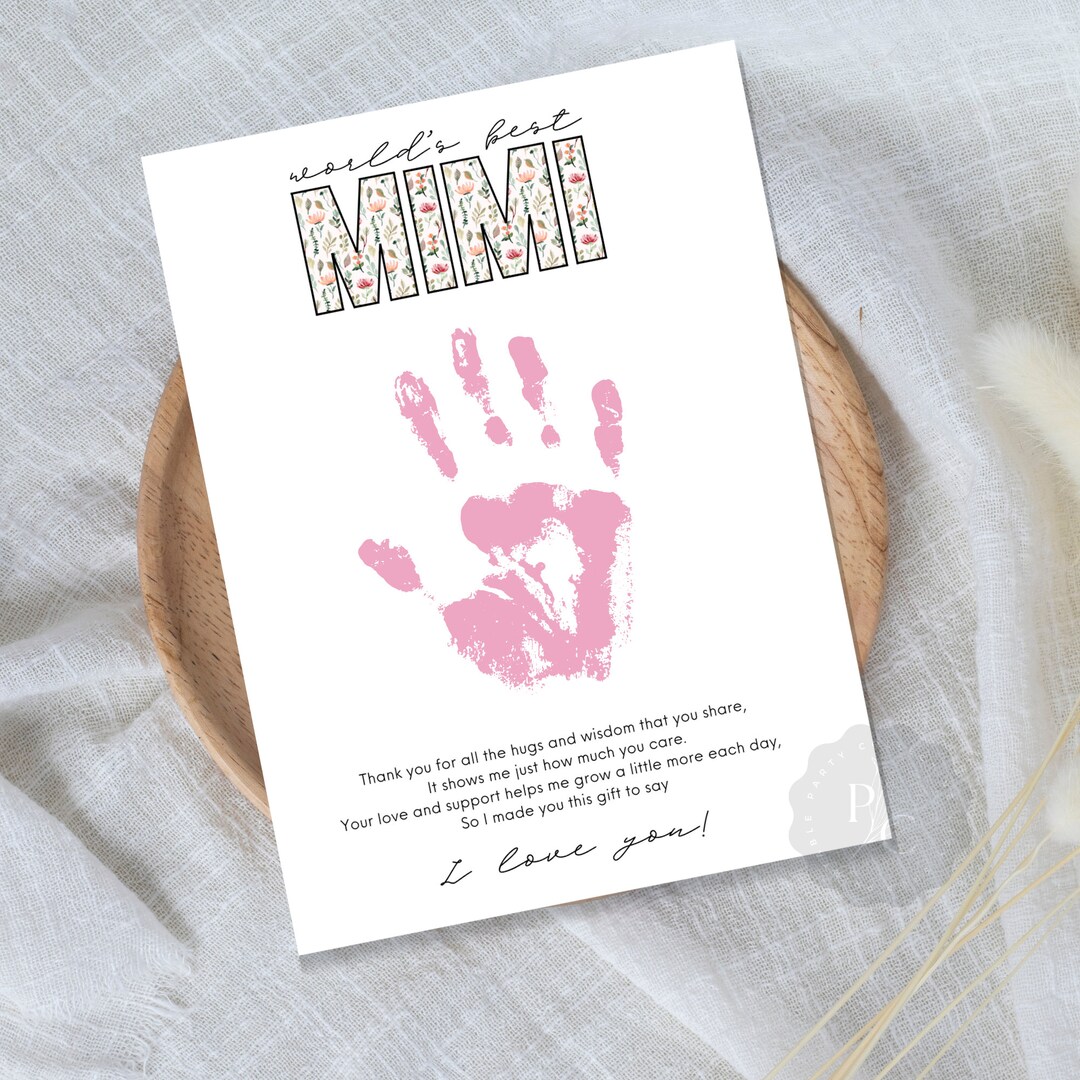 Mimi Handprint Art Gift Printable for Mother's Day | DIY Personalized ...