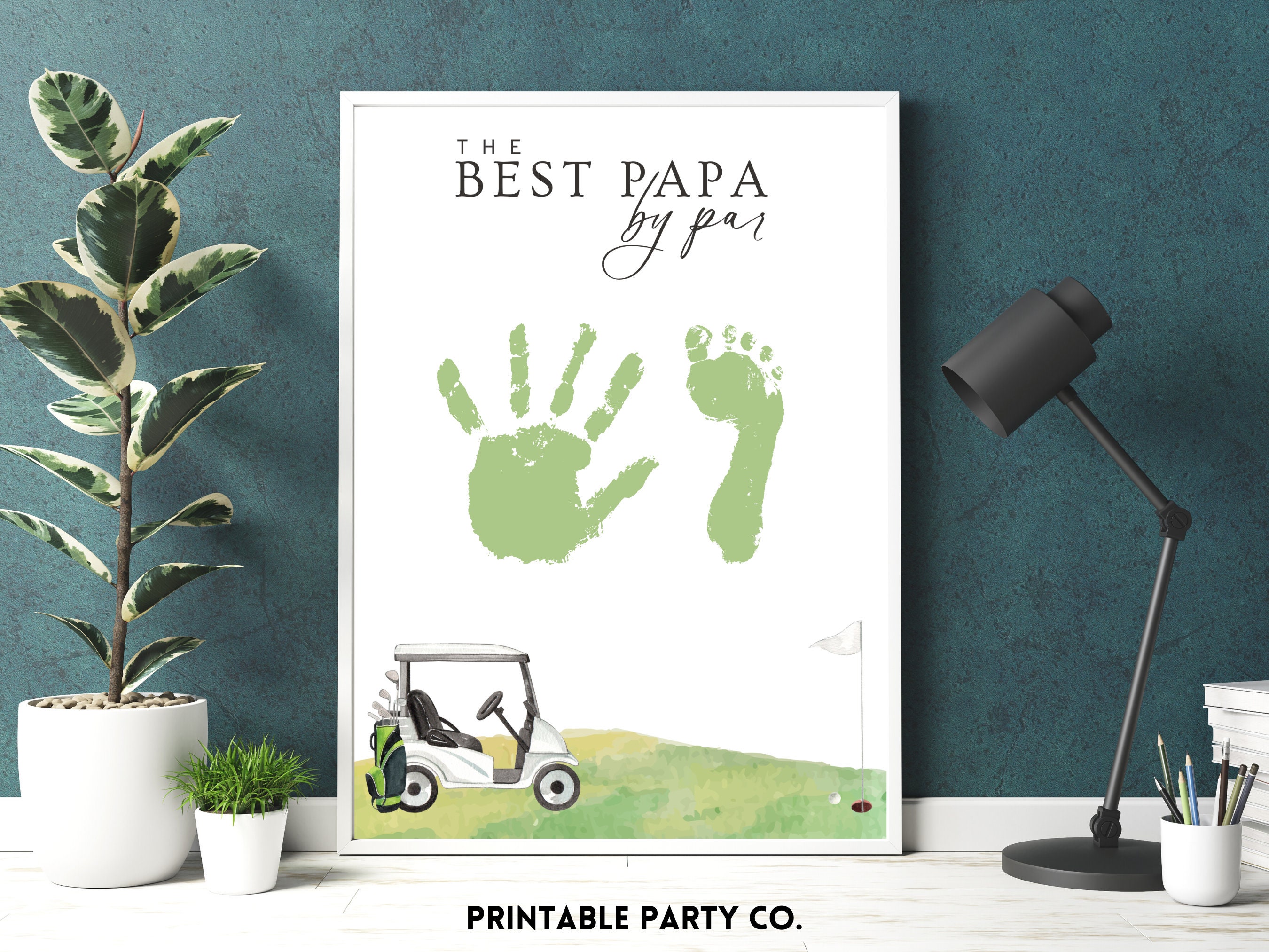 Fathers Day Gift for Papa Best Papa by Par Handprint Art Craft Golf ...