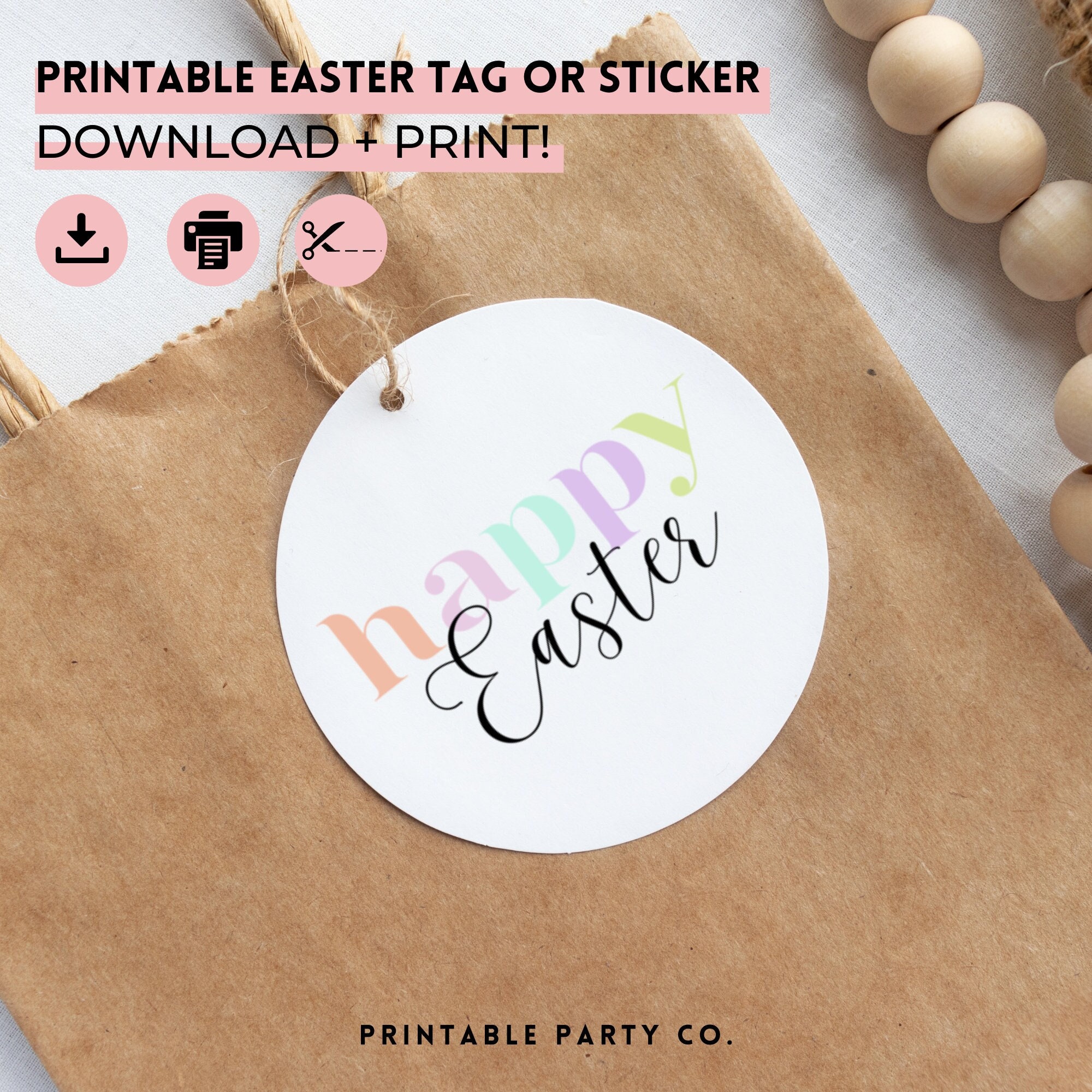 Easter Basket Gift Tag for Kids Happy Easter Sticker Cupcake Topper ...