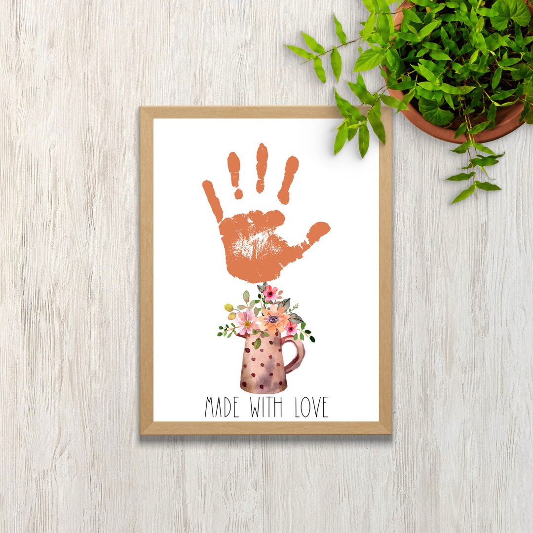 Made With Love Handprint Craft for Kids, Easy Crafts for School, Flower ...