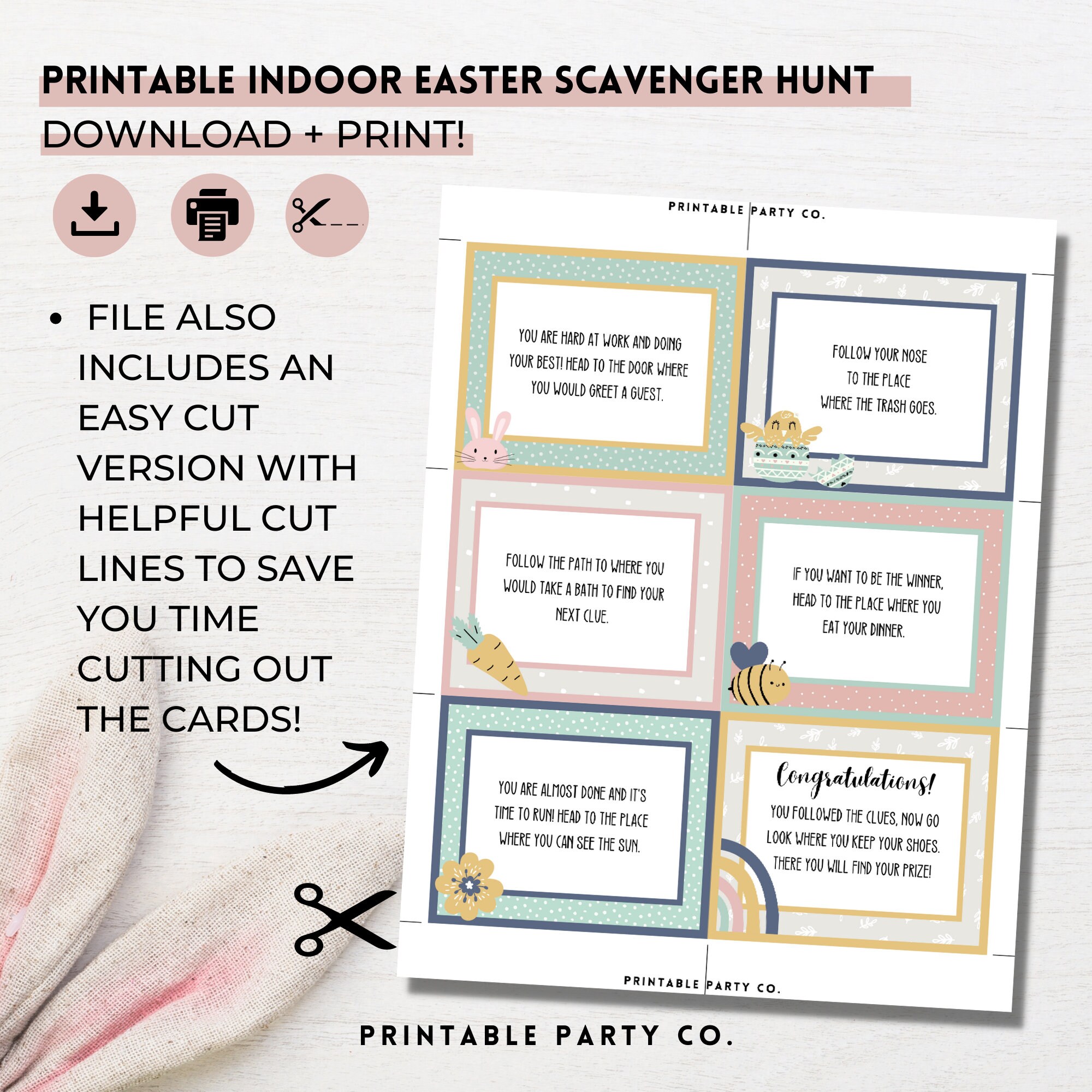 Indoor Easter Scavenger Hunt for Kids | Easter Egg Hunt Clues | Easter ...