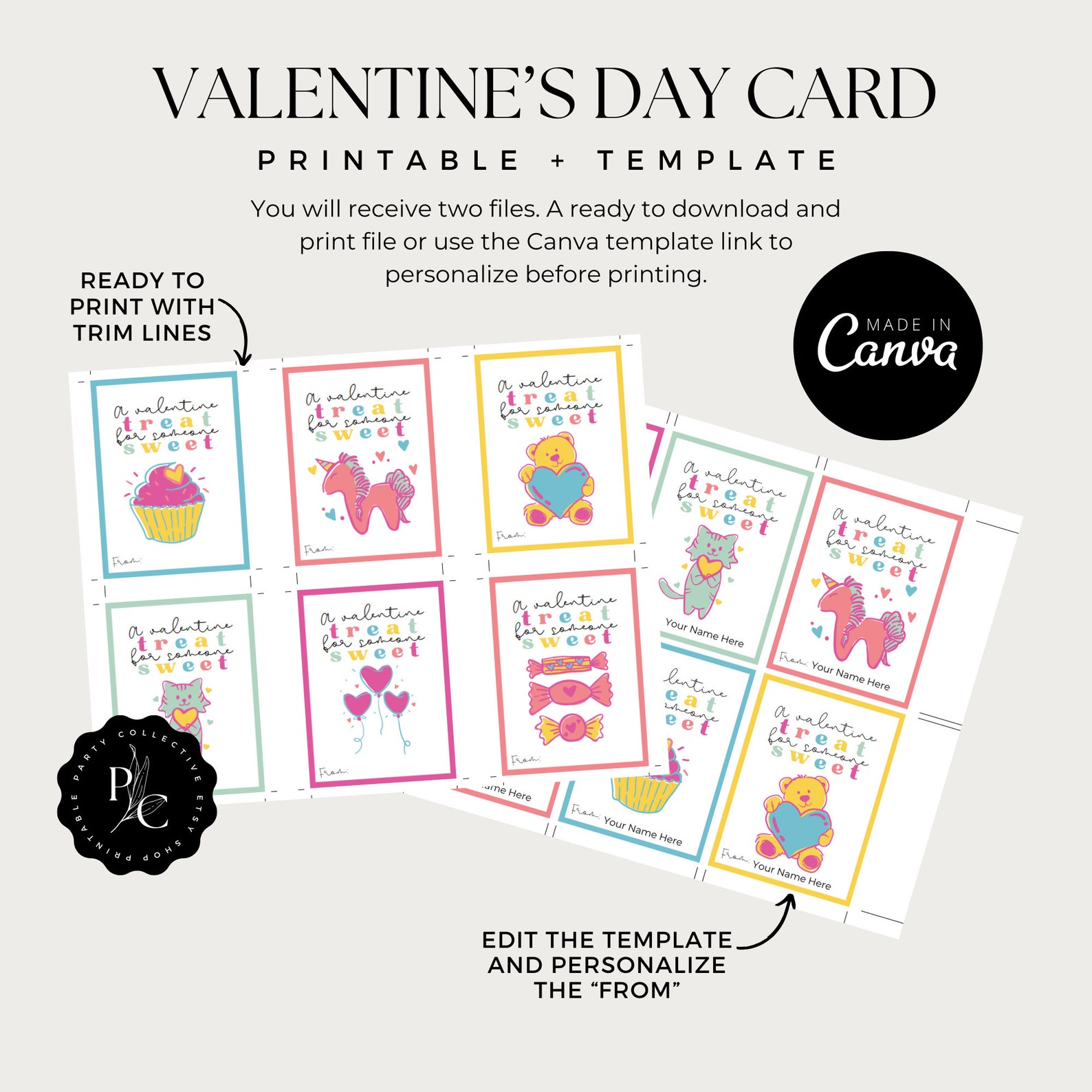 Valentine's Day Cards for Kids Cute & Colorful Candy Exchange Cards ...