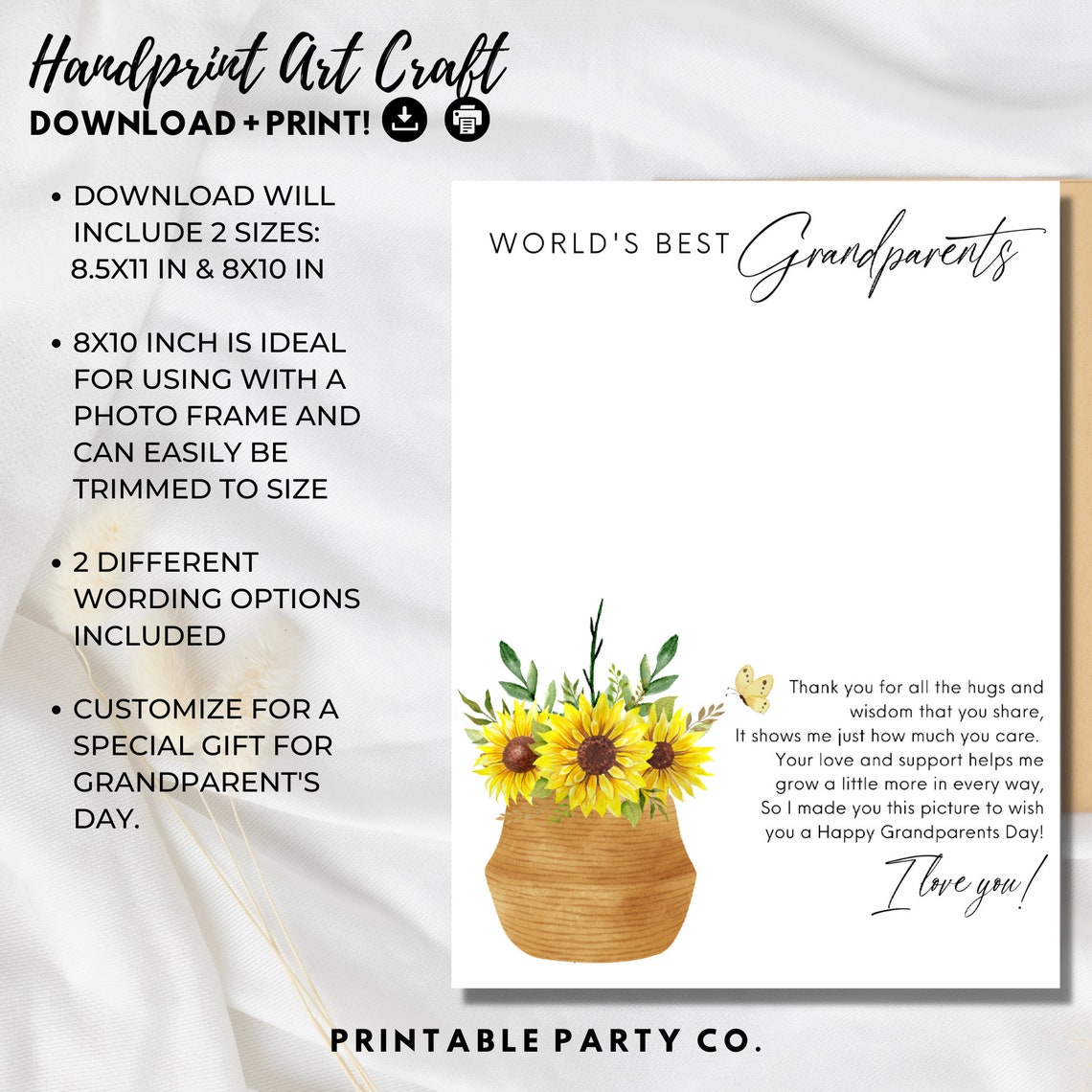 Grandparents Day Handprint Art Craft Gift for Grandparents - Etsy