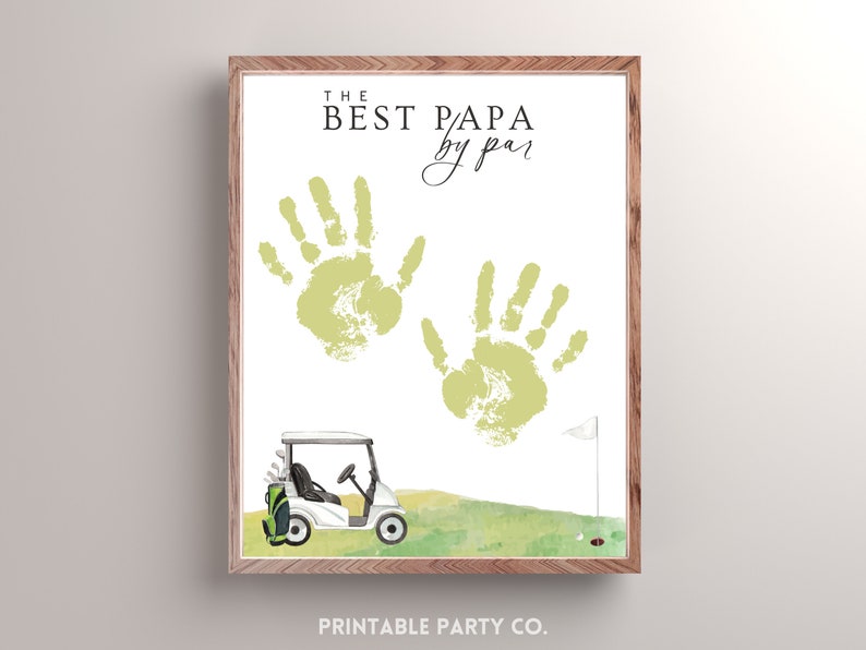 Fathers Day Gift for Papa Best Papa by Par Handprint Art Craft Golf ...